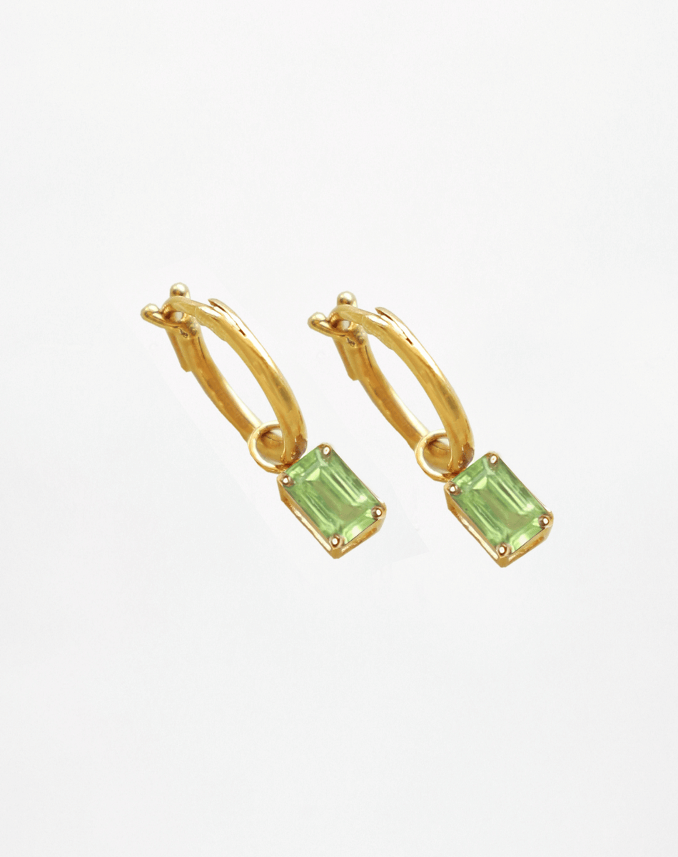 Shop 18 Kt Gold and Green Peridot Hoop Earrings Set Online | STAC Fine ...